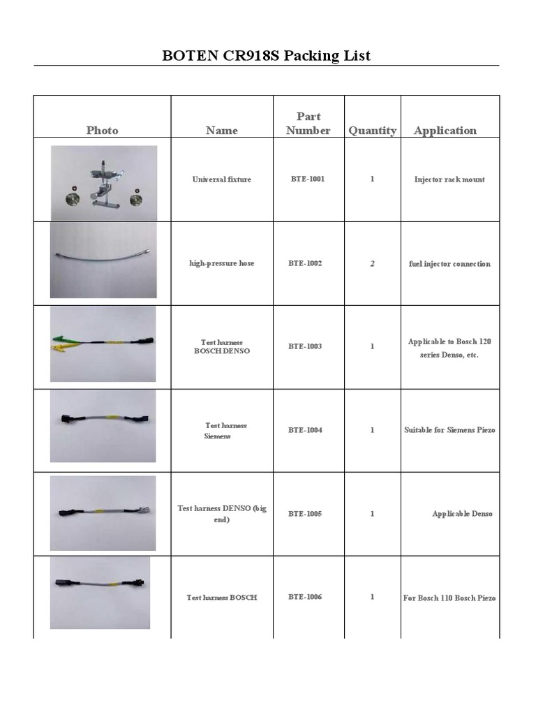 Cr918s Packing List | PDF | Fuel Injection | Propulsion