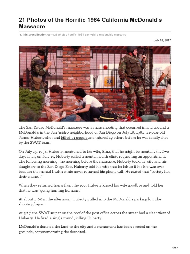 21 Photos of The Horrific 1984 California McDonalds Massacre | PDF | Violence | Crimes