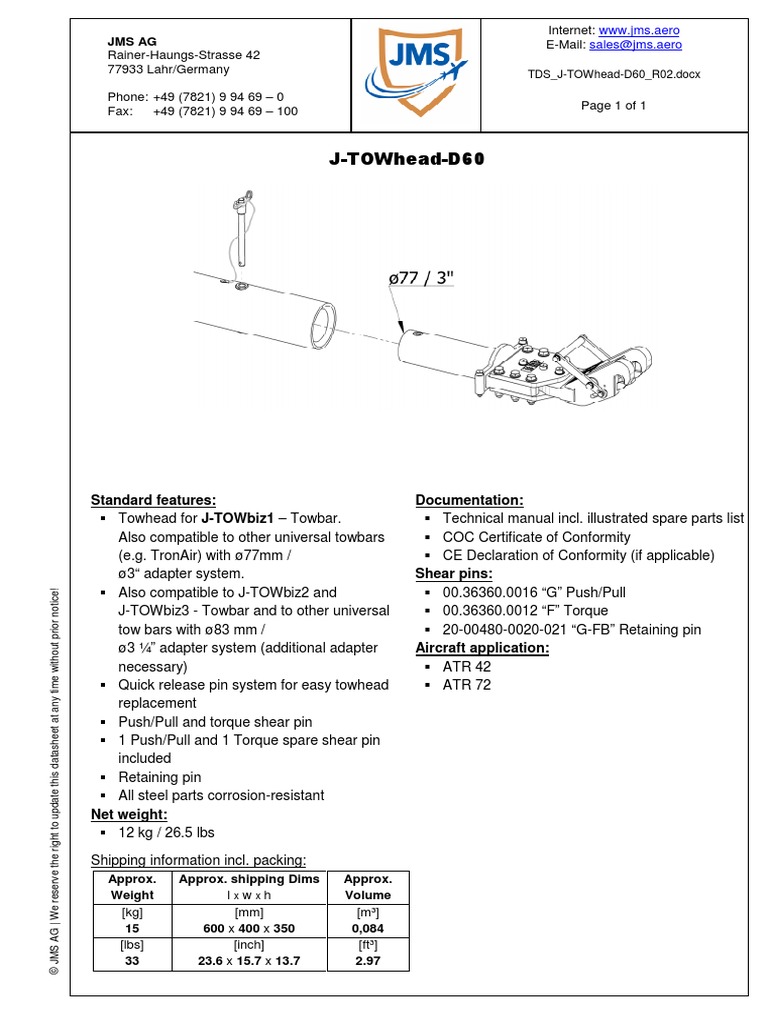 TDS - J TOWhead D60 | PDF