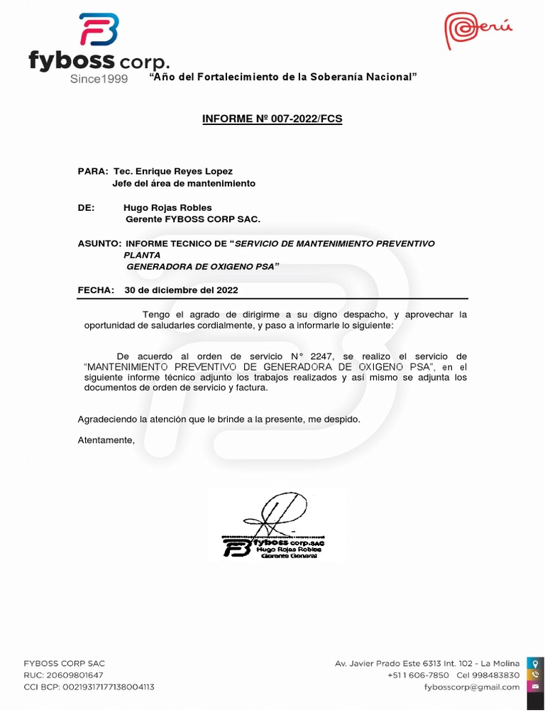 Informe de Mantenimiento | PDF