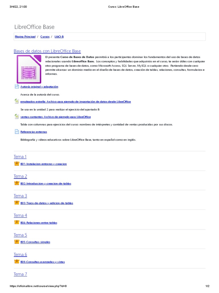 Curso - LibreOffice Base | PDF | Bases de datos | Mi sql
