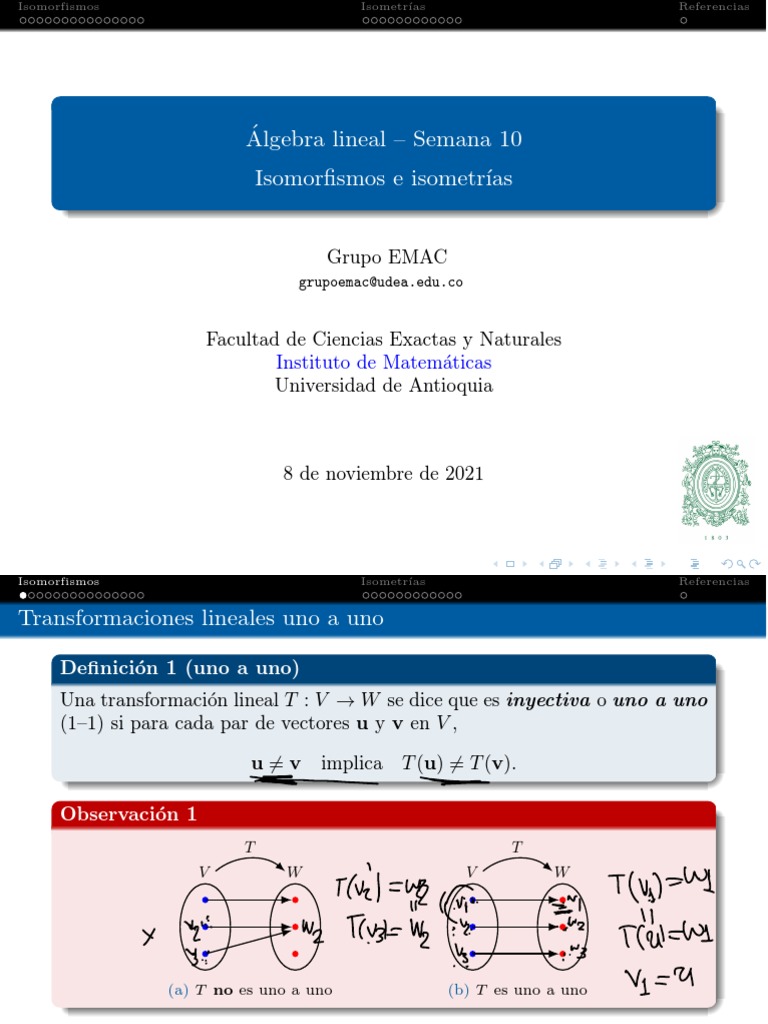 Isomorfismo | PDF | Mapa lineal | Matriz (Matemáticas)