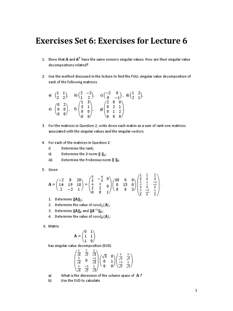 MAT 517 Exercises Set 6 | PDF | Matrix (Mathematics) | Eigenvalues And ...