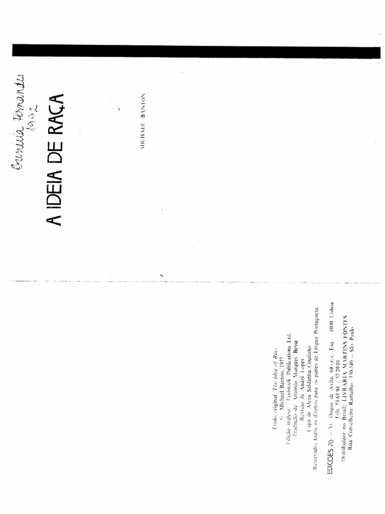 BANTON, Michael. A Herança Intelectual in - A Ideia de Raça | PDF