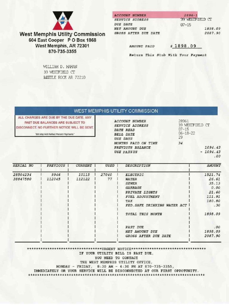 West Memphis Utility Commission-William D Mahan UTILITY | PDF