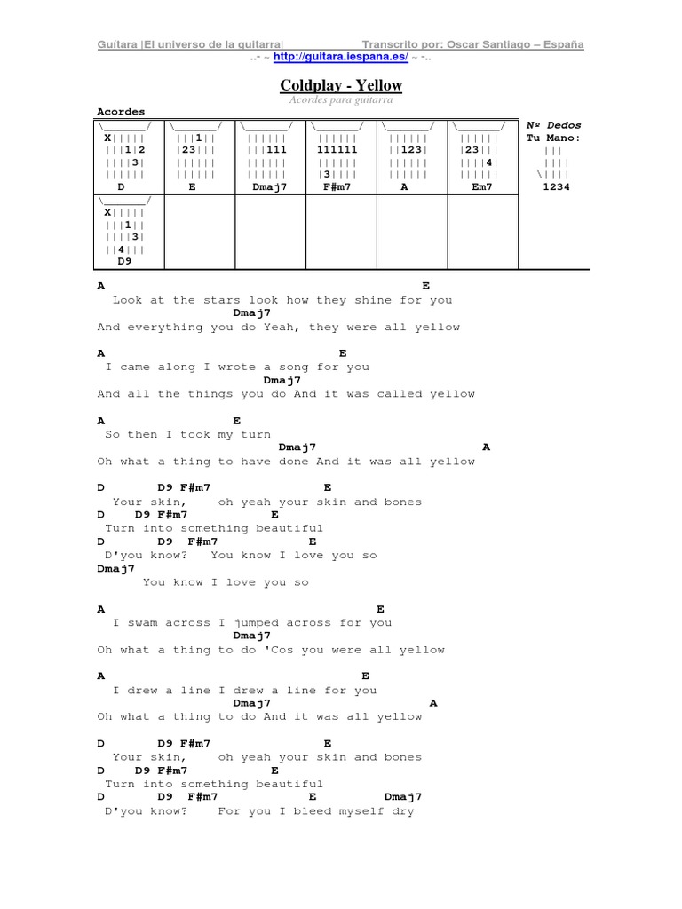 Coldplay Yellow | PDF