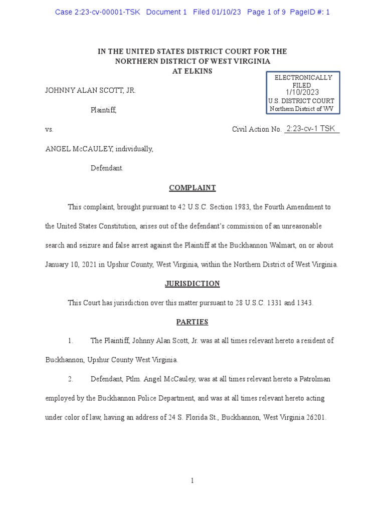 Scott Filed Complaint | PDF | Probable Cause | Arrest