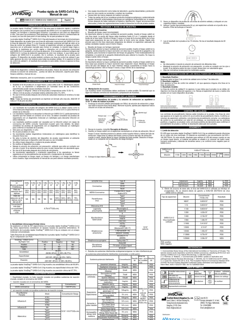 VivaDiag SARS CoV 2 Ag Rapid Test Package Insert | PDF | Anticuerpo ...