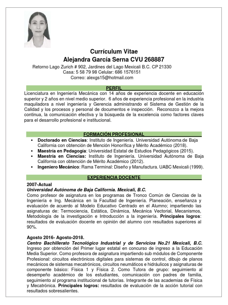 Currículum Alejandra García Serna Mayo 2022 | PDF | Maestros