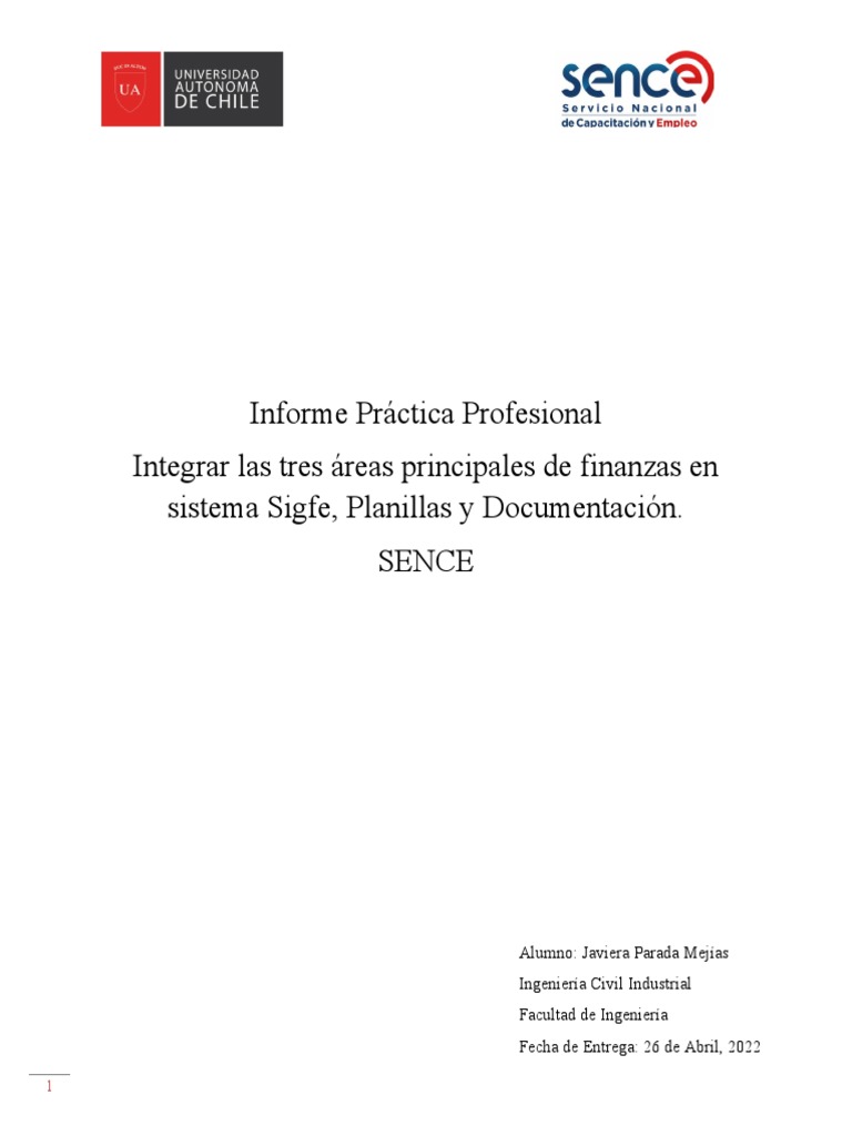 Informe Práctica Profesional Final SENCE | PDF | Devengo | Aprendizaje