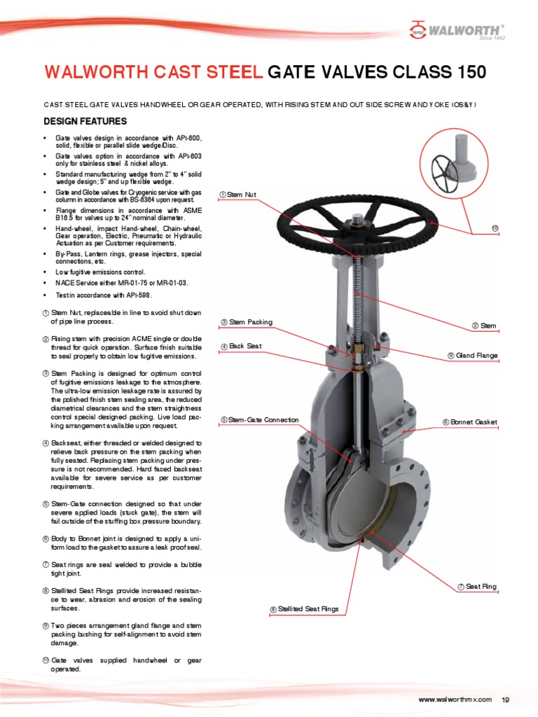 Walworth Class 150 Gate Valve Specs | PDF | Valve | Equipment
