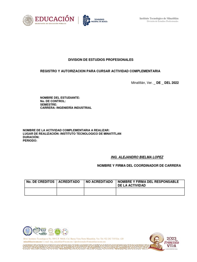 Formato Creditos Complementarios | PDF