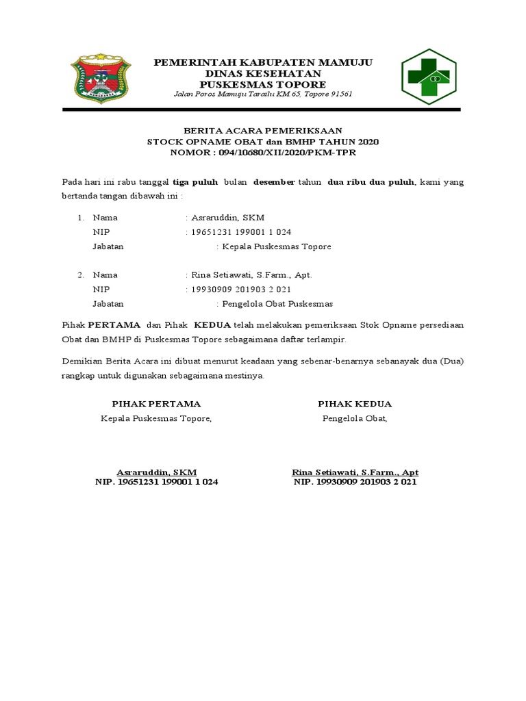 Berita Acara Stock Opname | PDF