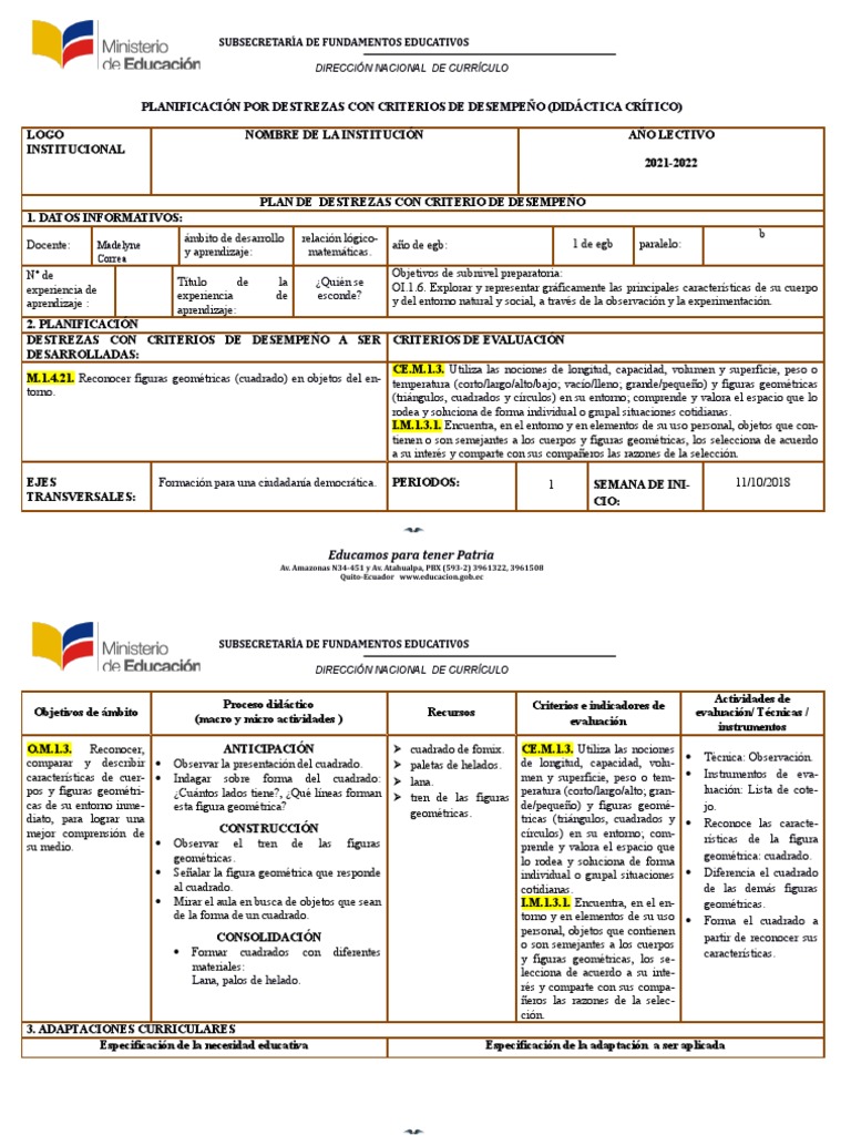 Erca Ejemplo | PDF | Plan de estudios | Aprendizaje