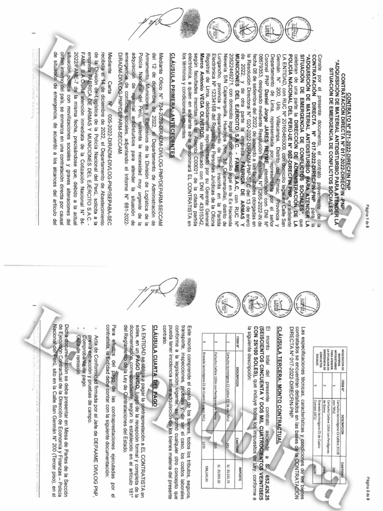 Documento Sobre Contratación Directa N - 17-2022-DIRECFIN-PNP PARTE 2 | PDF