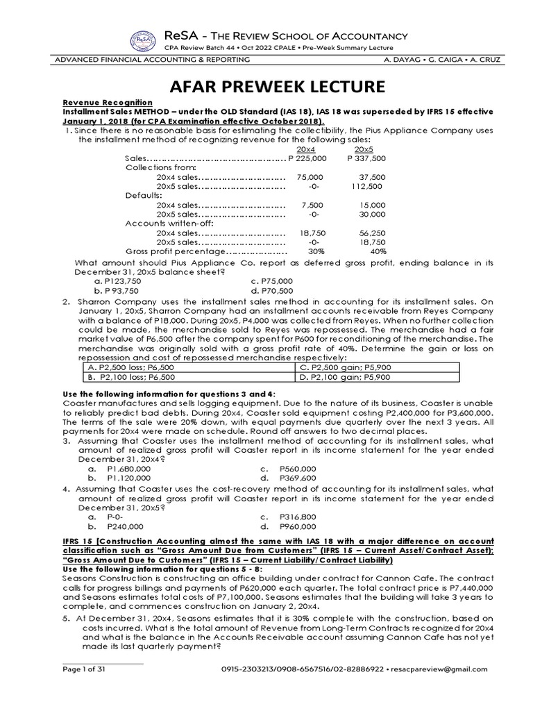 AFAR Preweek (B44) - HIGHLIGHTED | PDF | Equity (Finance) | Consolidation (Business)
