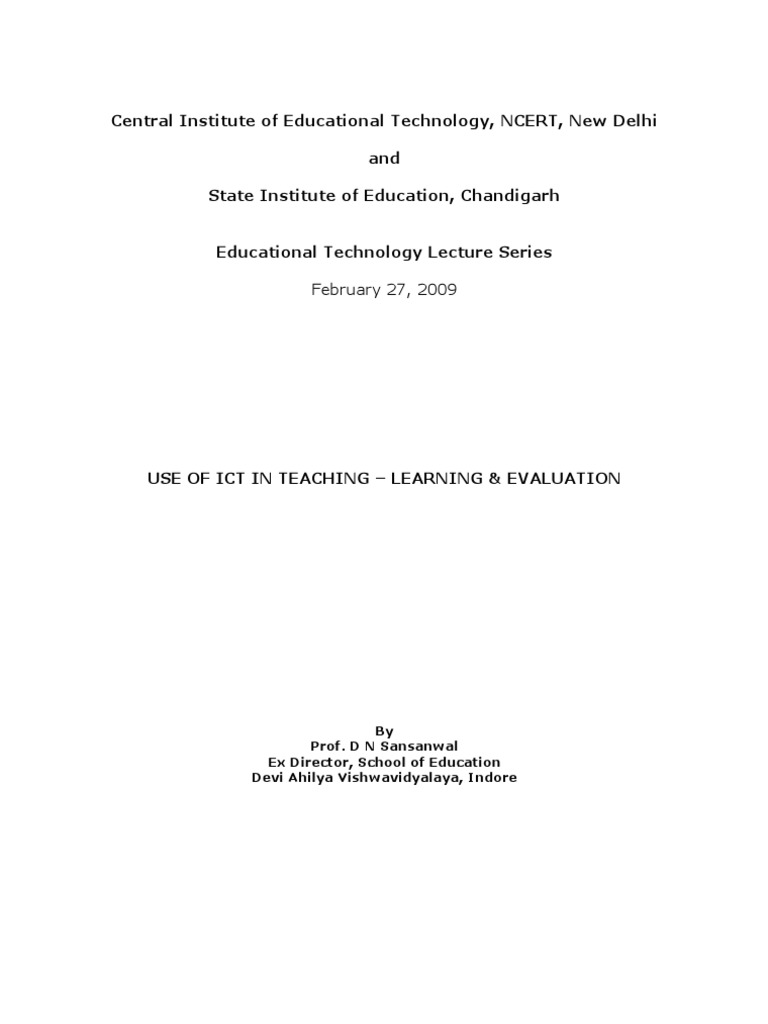 ICT in Teaching, Learning & Evaluation | PDF | Educational Technology ...