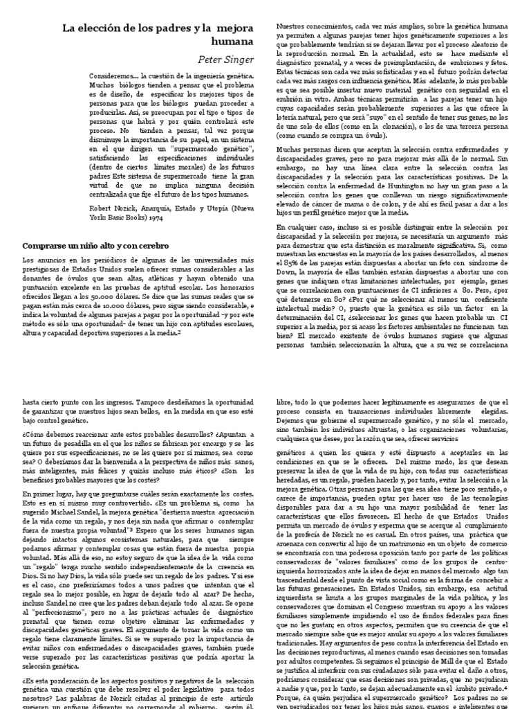 La Elección de Los Padres y La Mejora Humana | PDF | Subrogación | Paz