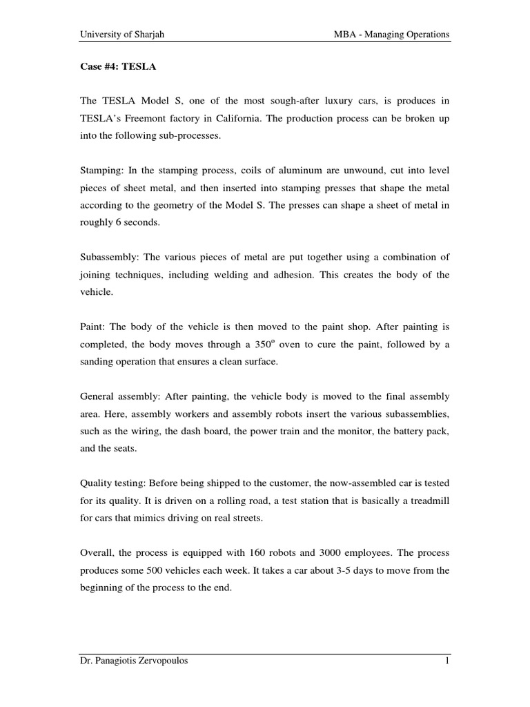 Chapter 4 - Case #4 (Answers) | PDF | Tesla Model S | Sheet Metal