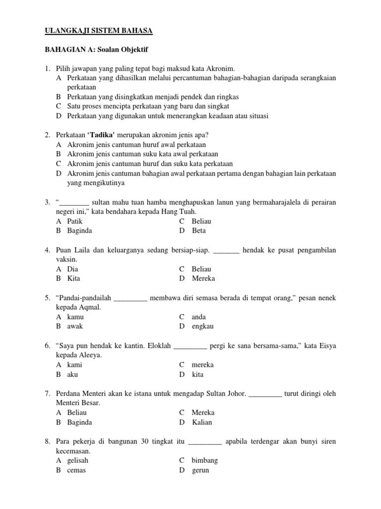 Ulangkaji BM f2 Tatabahasa | PDF