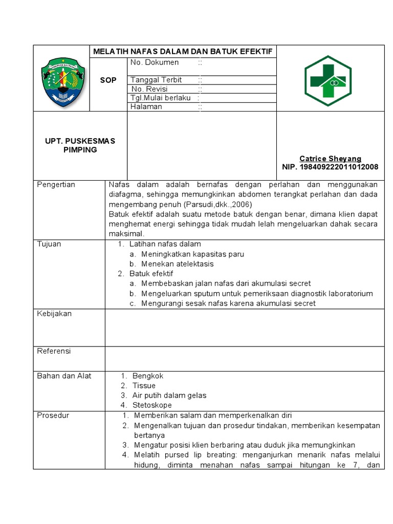 Melatih Nafas Dalam Dan Batuk Efektif | PDF