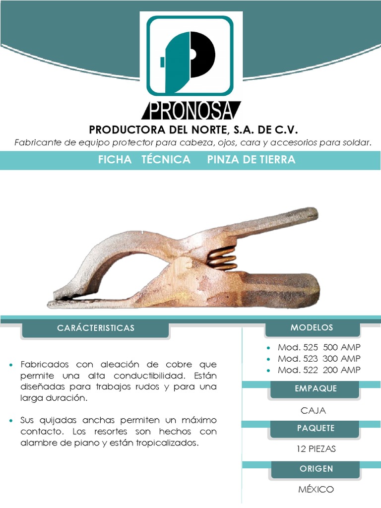 Pinza de Tierra 500 Amp - Ficha Técnica | PDF