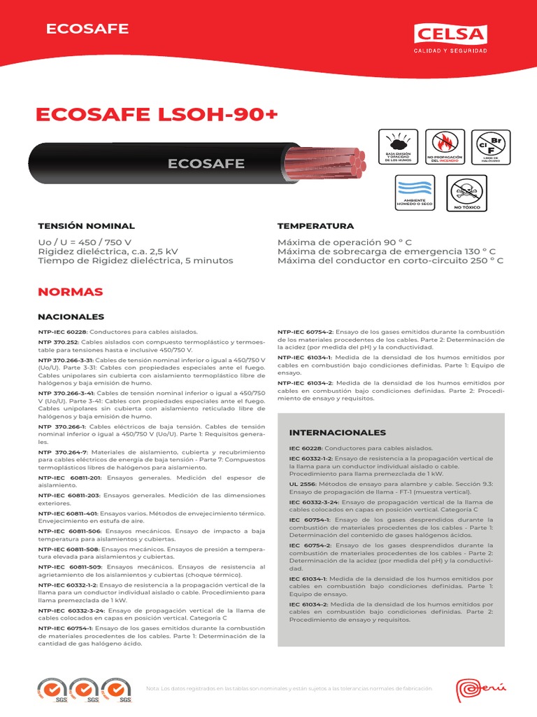 LSOH-90 | Descargar gratis PDF | Aislador (Electricidad) | Combustión