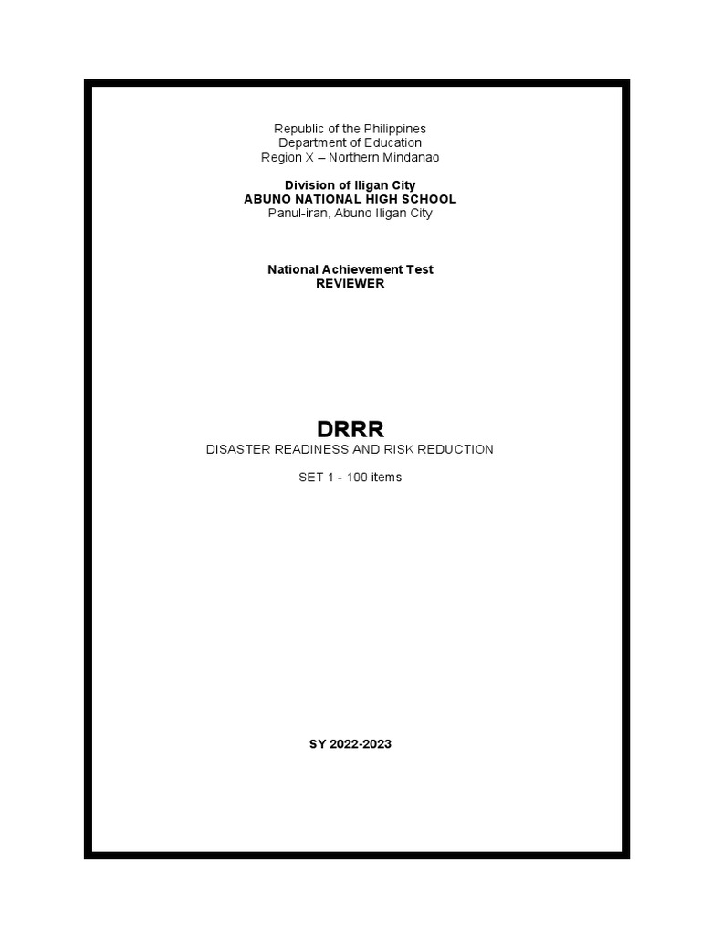 NAT DRRM Questionnaire Set1 | PDF | Hazards | Natural Hazards