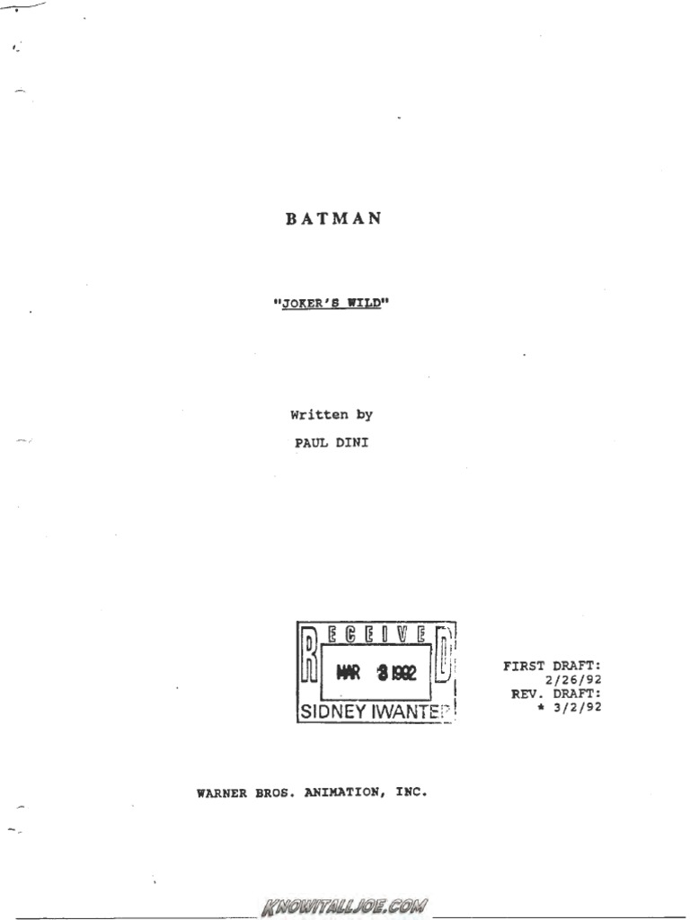 BTAS Script "Joker's Wild" by Paul Dini | PDF