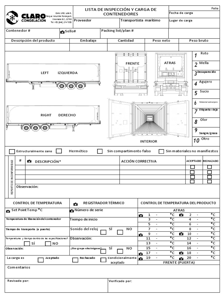 Formato - Inspeccion de Contenedor o Camion | PDF