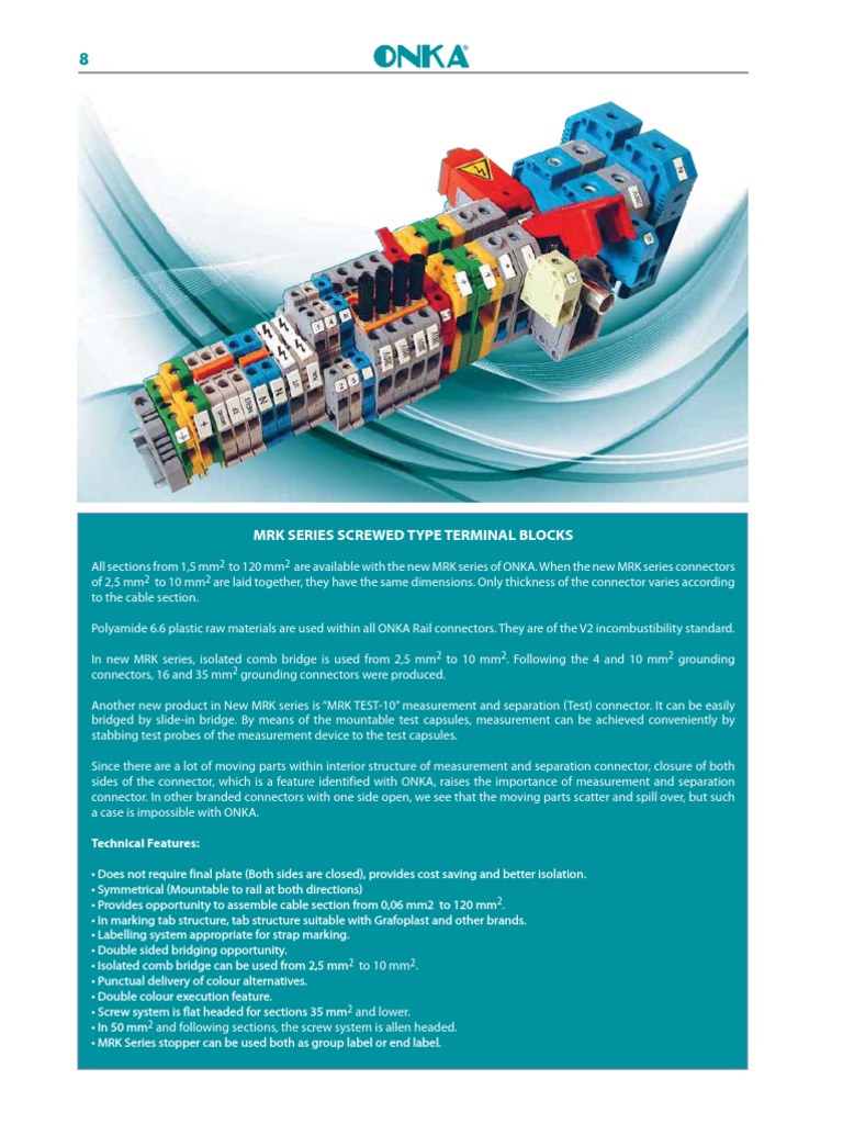 ONKA MRK Series Terminal Blocks Overview | PDF | Color | Electrical ...
