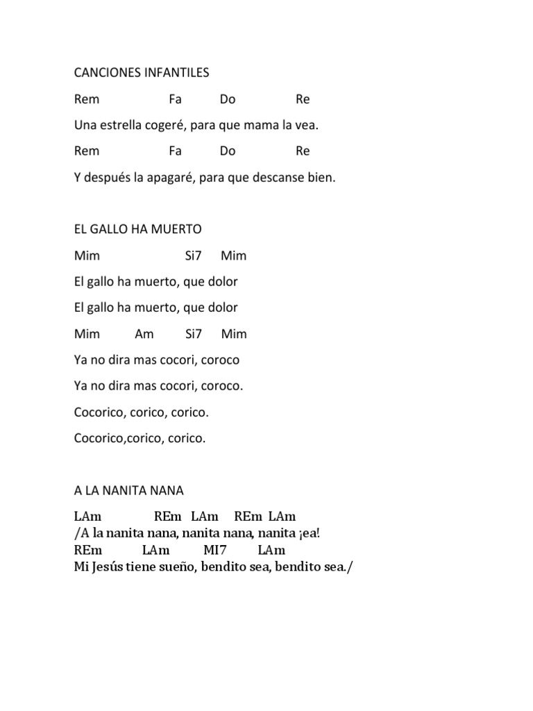 Acordes De Guitarra De Cancion Infantil Acordes Canciones