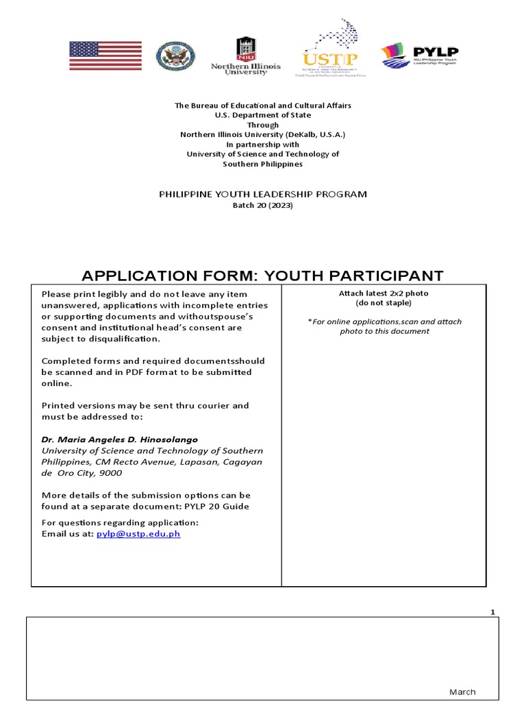 PYLP 20 - YOUTH Application Form | Download Free PDF | Computing