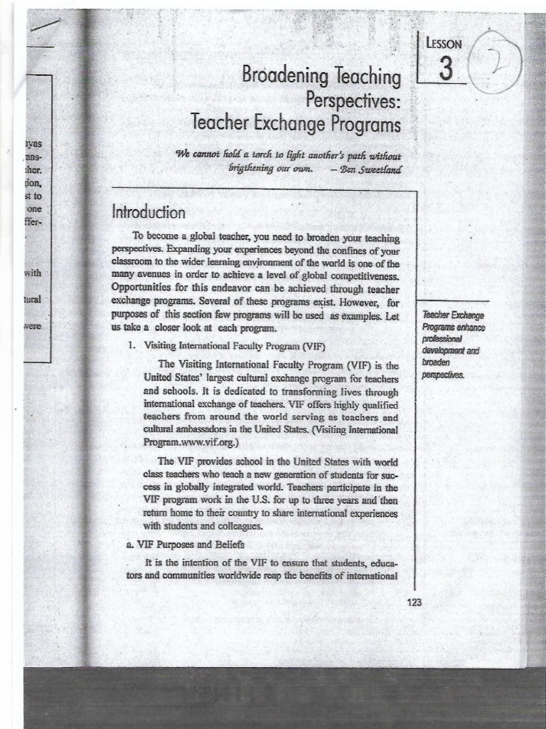 Teacher Exchange Programs | PDF