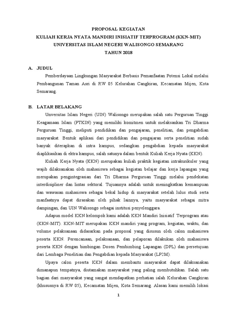Proposal Kegiatan KKN | PDF | Karier & Perkembangan