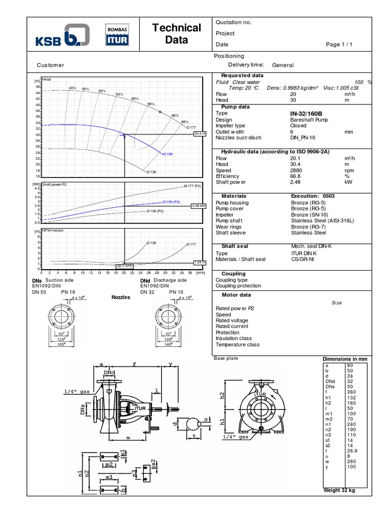 Air Con SW Cooling - IN32-160B | PDF | Pump | Chemical Engineering