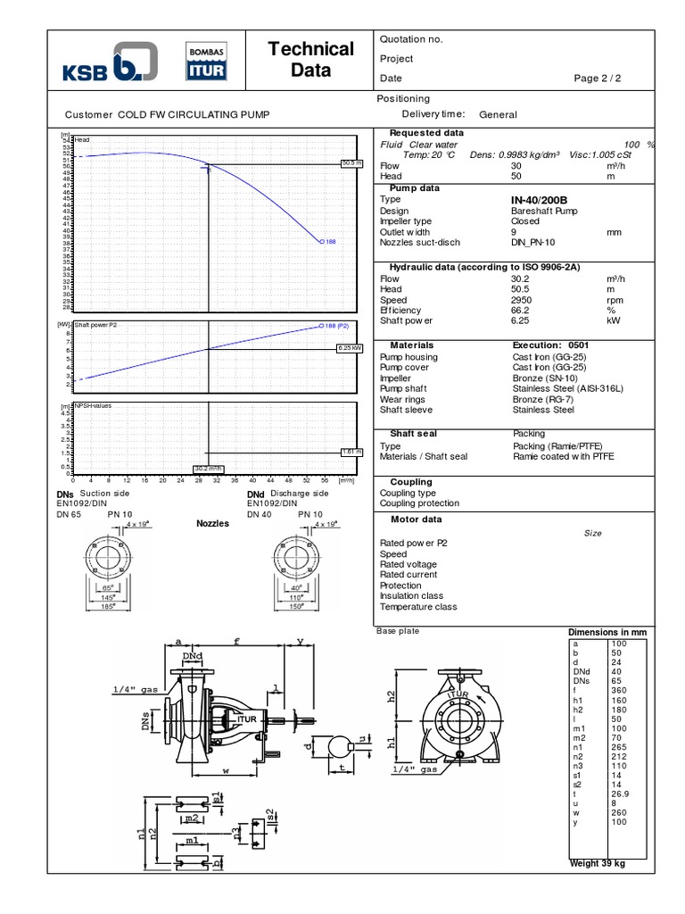 Pump Technical Specifications | PDF | Pump | Chemical Engineering