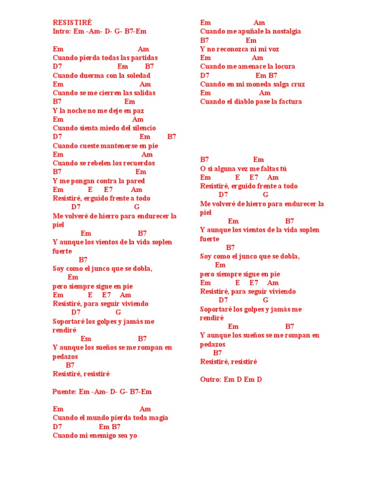 Resistiré - Acordes | PDF