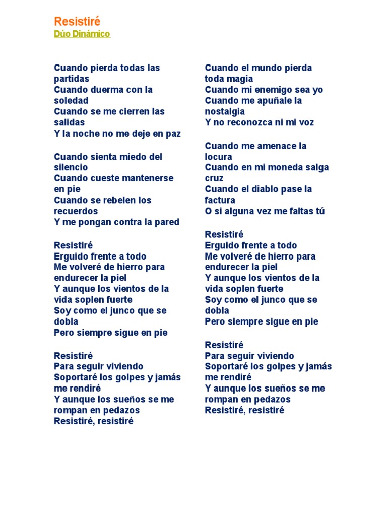 Resistiré - Letra | PDF
