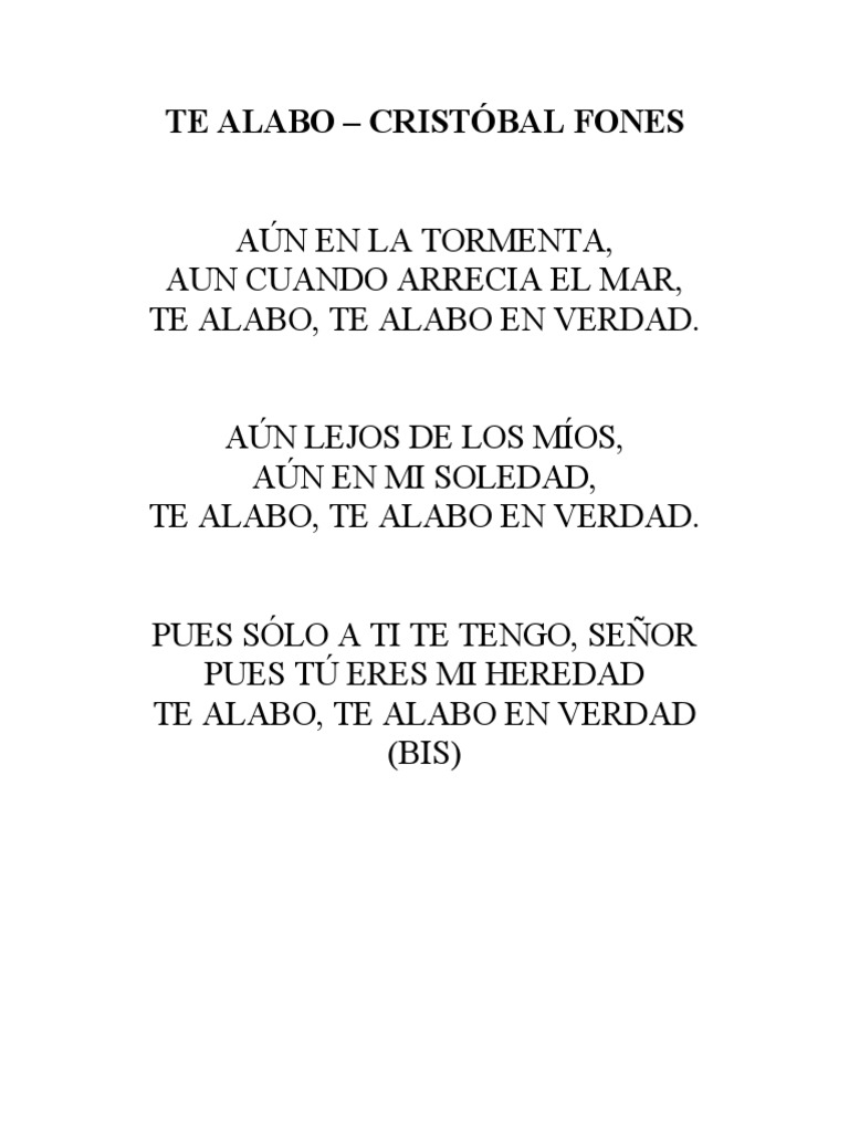 Te Alabo - Letra | PDF