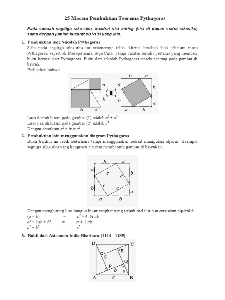 25 Macam Pembuktian Teorema Pythagoras | PDF