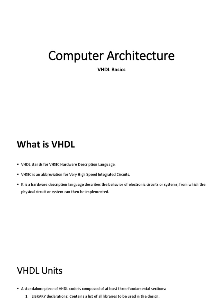 VHDL for Electronics Engineers | PDF | Vhdl | Hardware Description Language