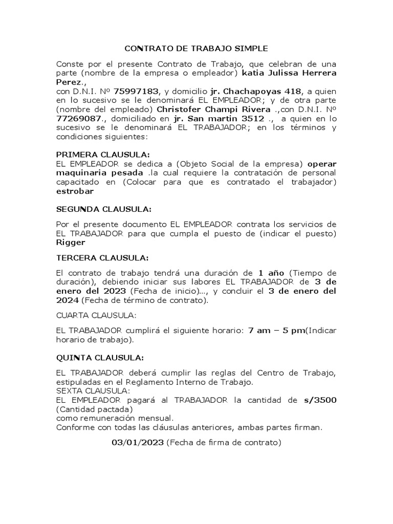 Contrato simple | PDF