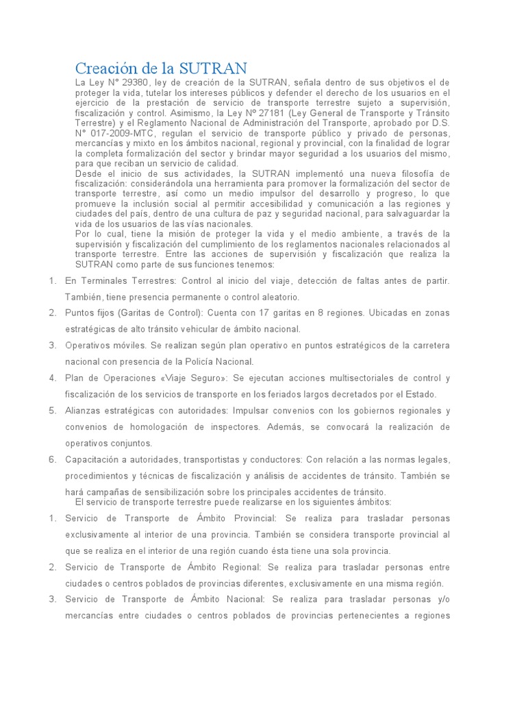 Sutran Pdf Transporte Regulación