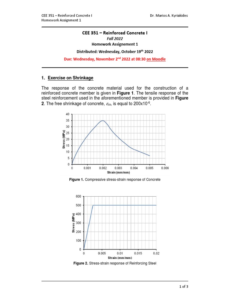Homework No.1 - CEE 351 RCI - Fall 2022 | PDF | Beam (Structure ...