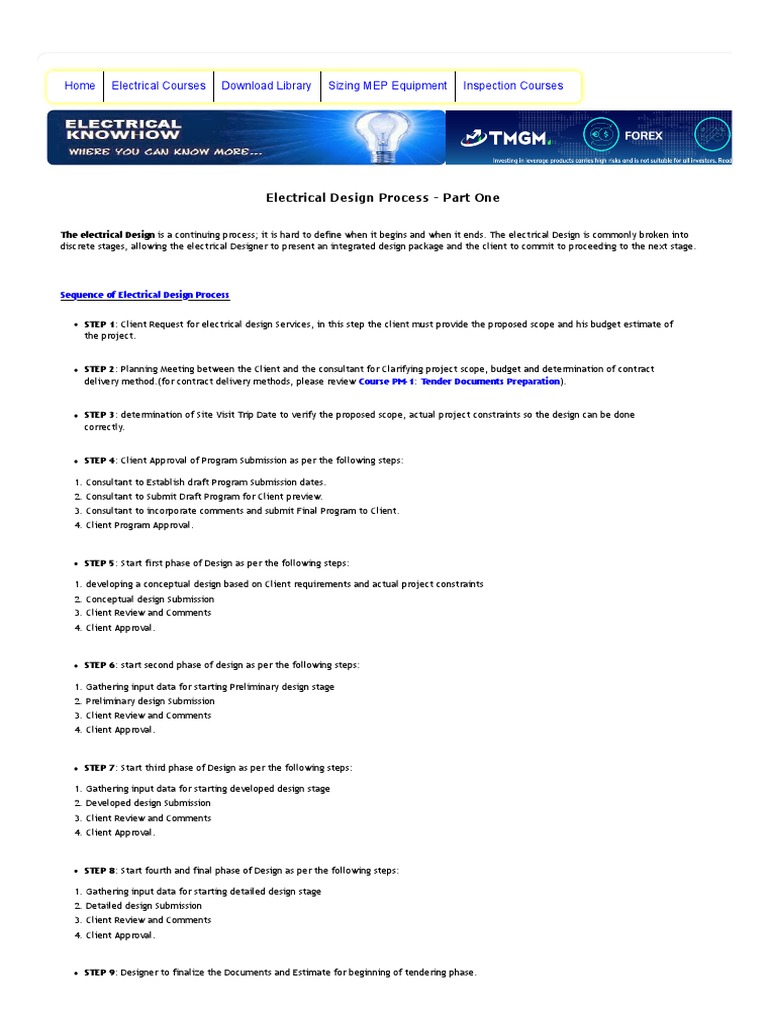 Electrical Design Process - Part One | PDF | Design | Electric Power ...