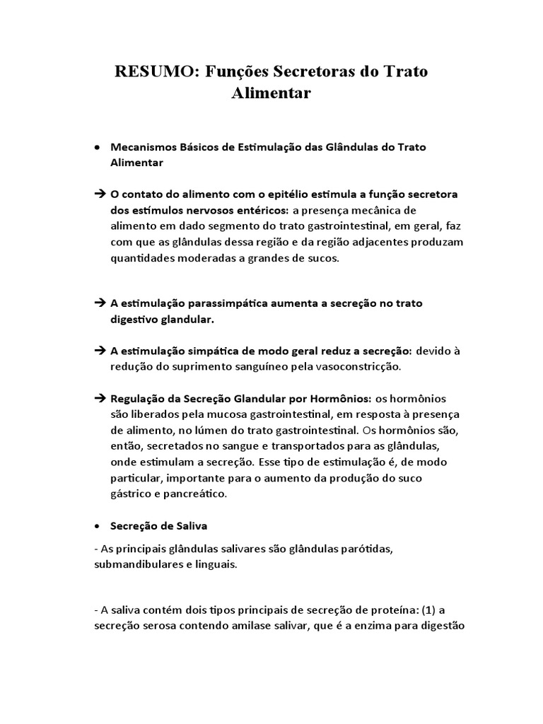 Secreção Digestiva e Suas Funções | PDF | Intestino delgado | Bile
