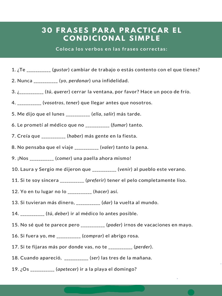 30 Frases para Practicar El Condicional Simple | PDF