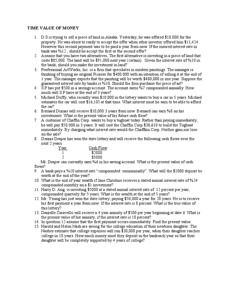 TVM - Time Value of Money Problems | PDF | Present Value | Interest