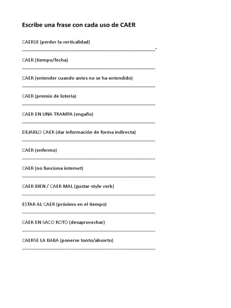 Usos variados del verbo "caer" en español | PDF